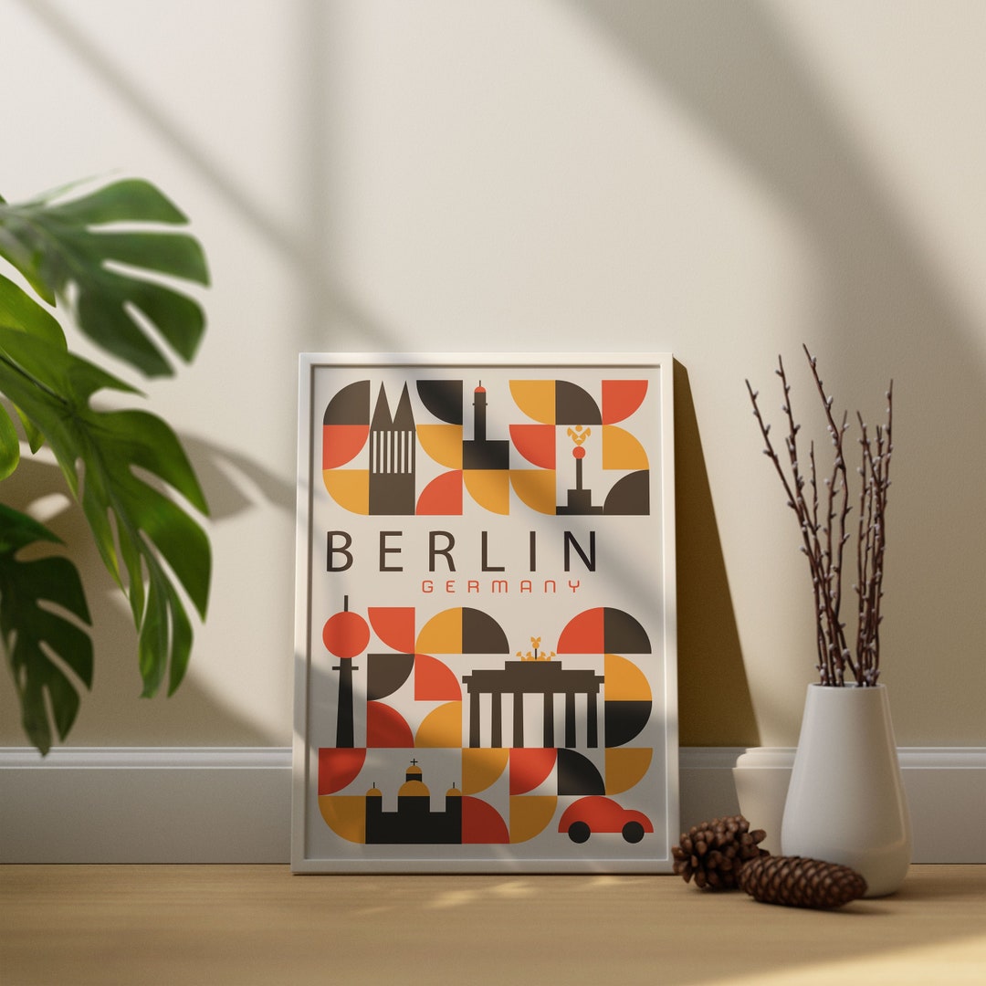 Vintage Poster Berlin Poster Retro Geometric 70s Style Travel Poster Berlin Vintage Art Print ...