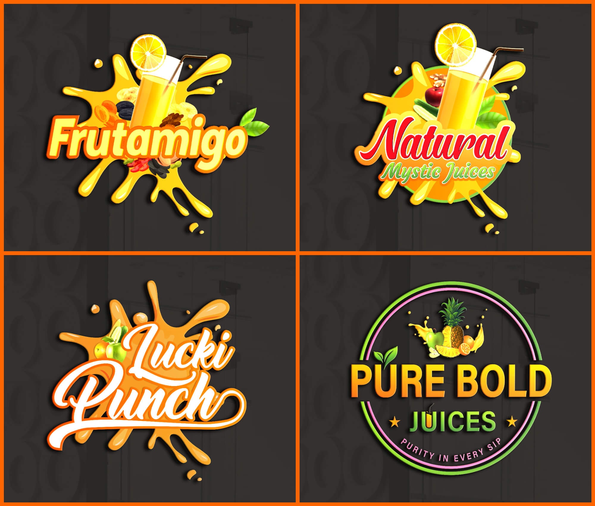 I Will Design Juice Logo Juice Bar Logo Fruit Logo - Etsy
