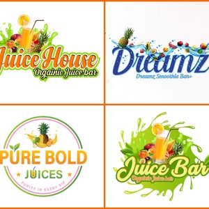 Juice Bar Logo | Fresh Juice Logo | Organic Juice Logo | Healthy Juice ...