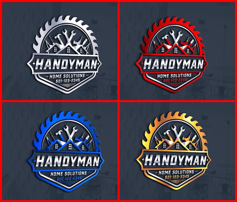 Custom Handyman Logo Design: Construction, Contractor, Home Repair - Etsy