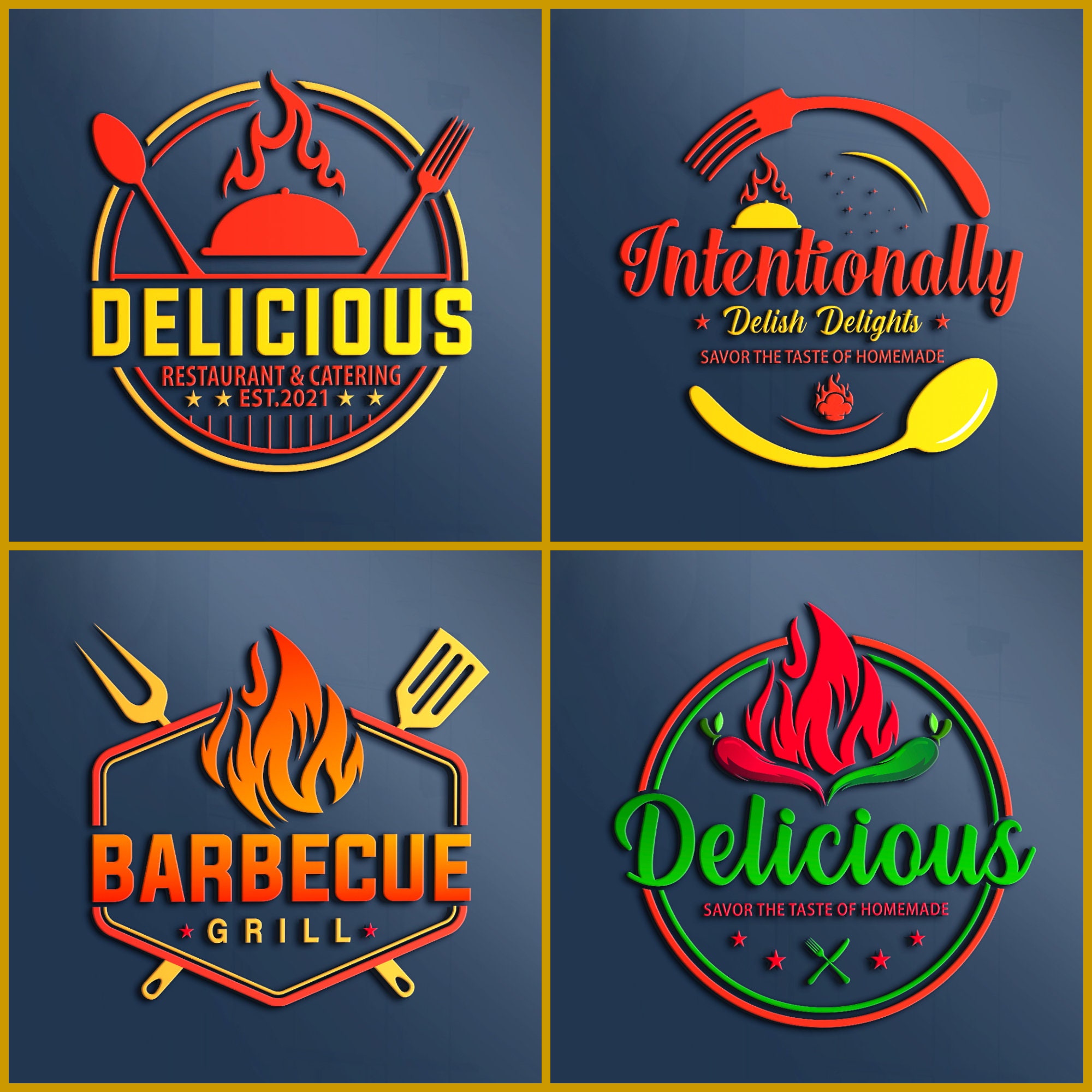 I Will Design 3d Restaurant Logo, Food Logo, Bar Logo, Bbq Logo ...