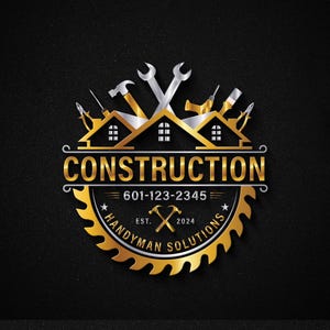 Custom Construction & Handyman Logo Design | Contractor Logo | Builder ...