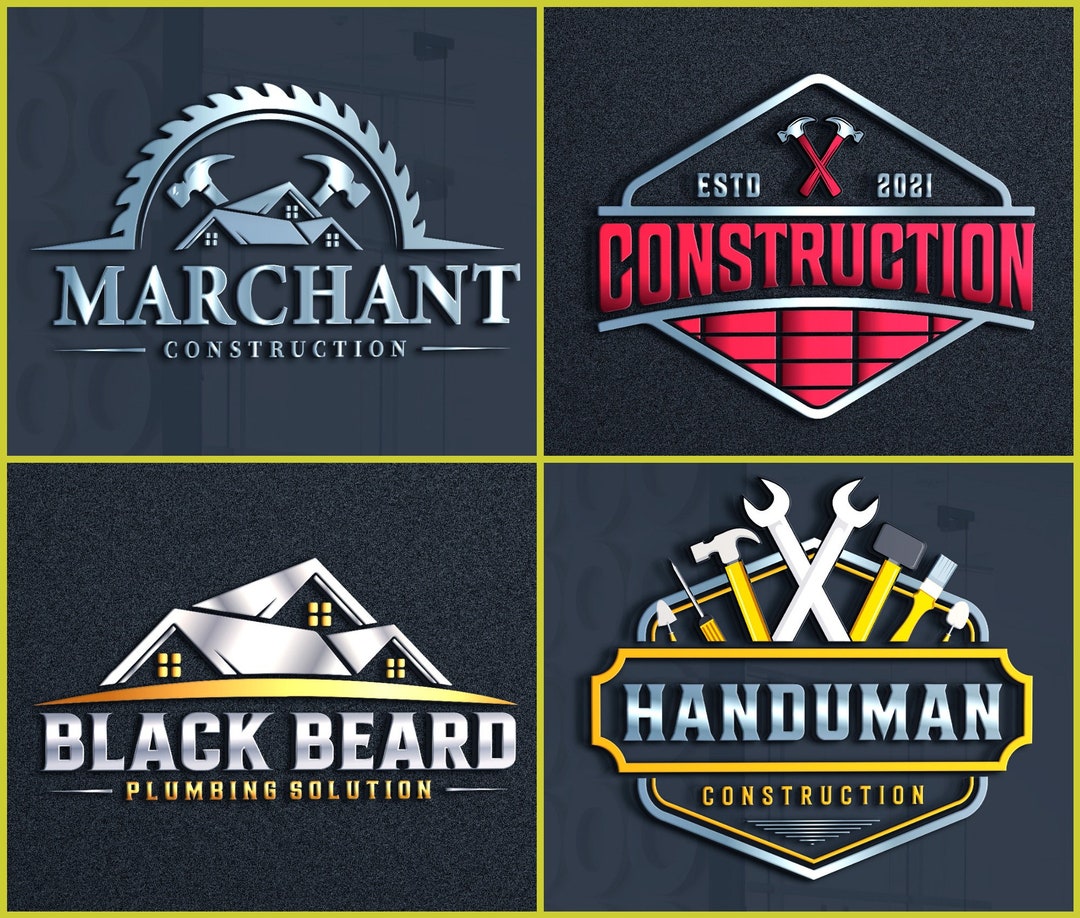 Custom Construction Logo Construction Logo Design Hammer Logo Roofing ...