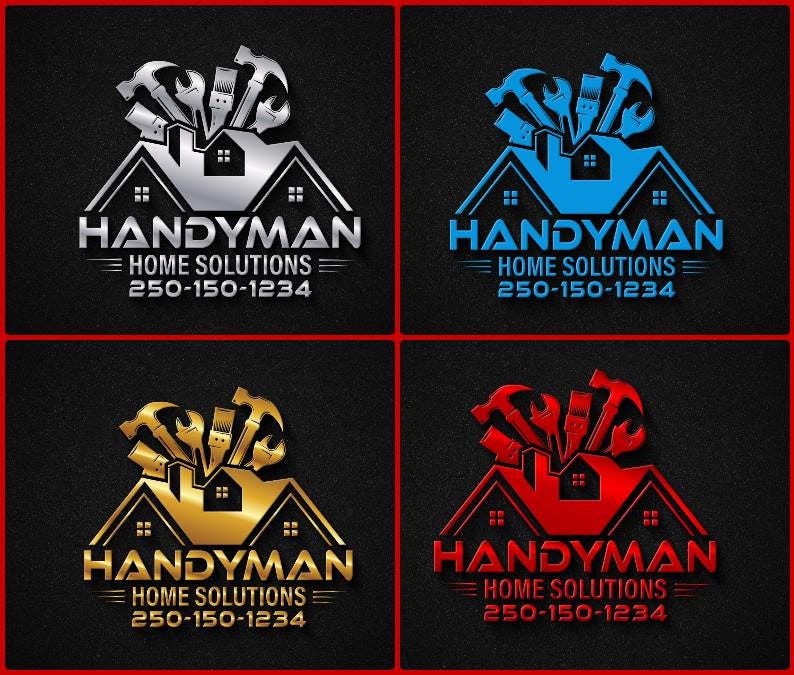 Custom Handyman Logo Design: Construction, Roofing, Architect - Etsy