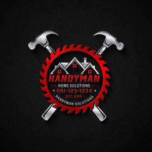 Custom Construction Logo Design: Handyman, Roofing, Real Estate - Etsy
