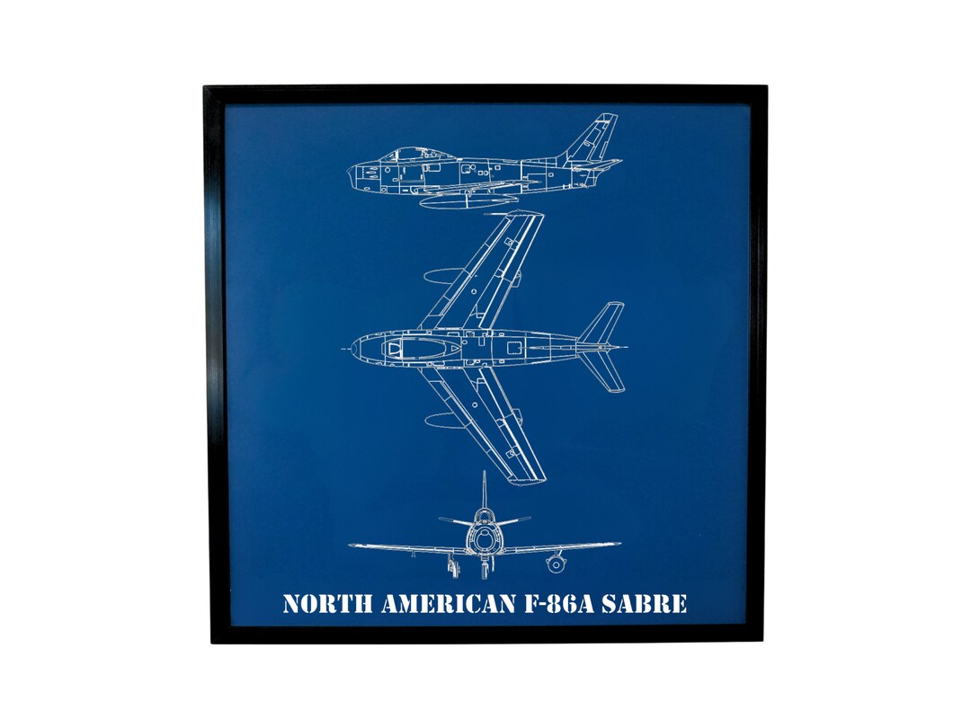 North American F-86A Sabre Blueprint Art Laser Engraved Two-tone ...
