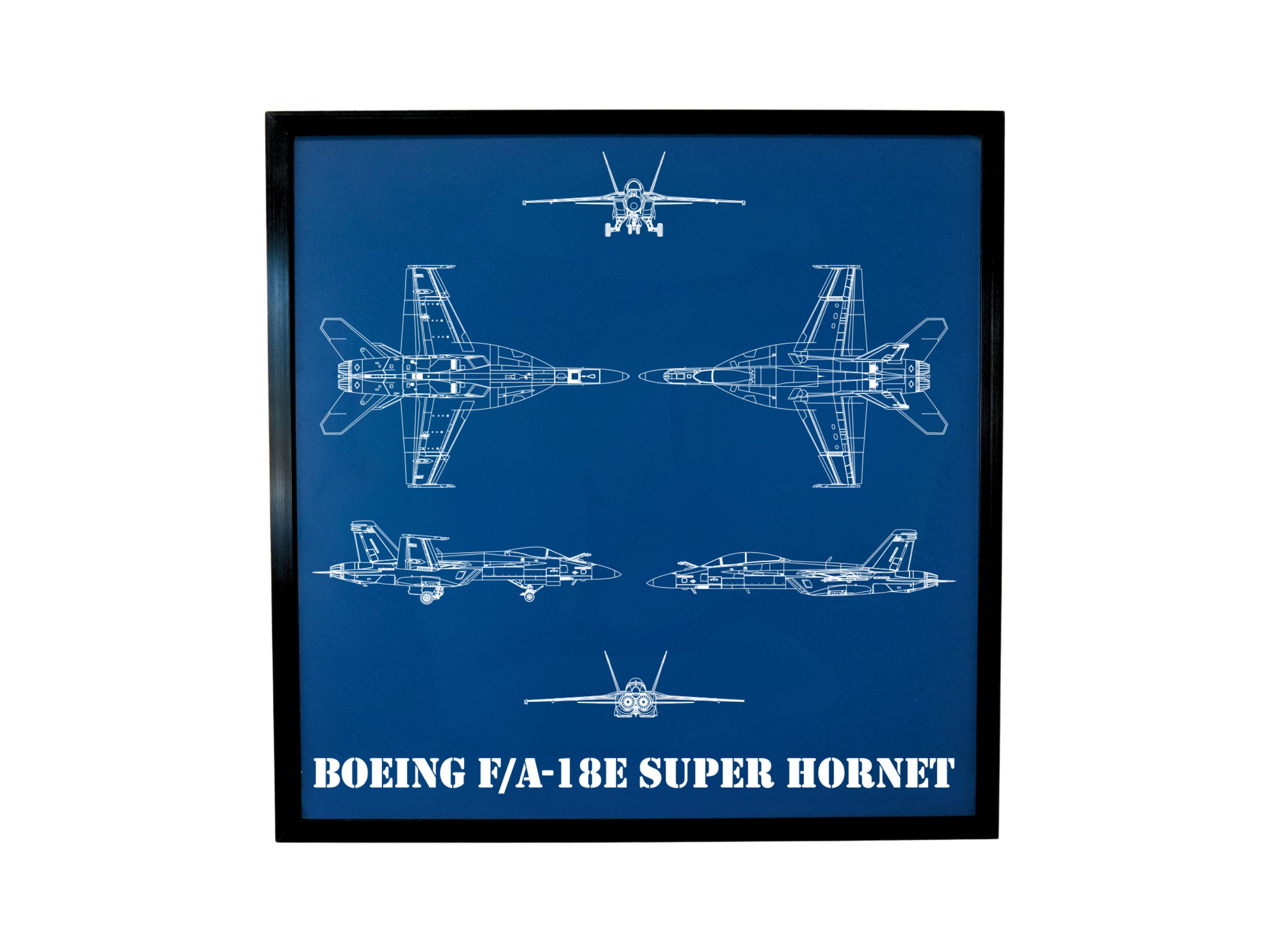 Boeing F/A-18E Super Hornet Blueprint Art Laser Engraved Two-tone ...