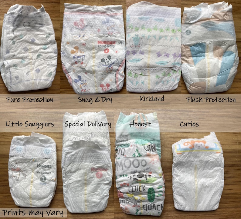 Fragrance Free Diaper Sampler Box, Size 1, Sensitive Skin Baby Shower ...