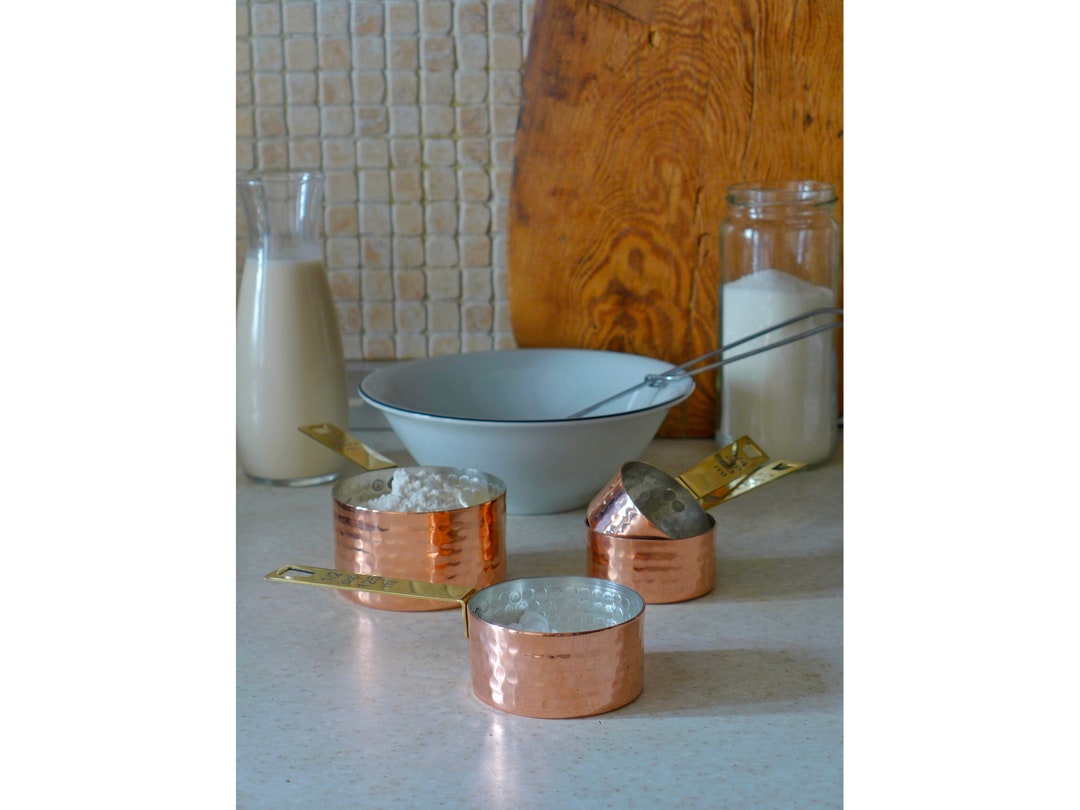 Pure Copper Measuring Cups With Brass Handle Stackable Set of 4 Copper ...