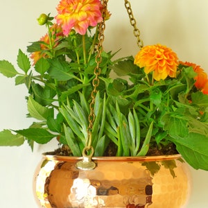 Hand Hammered Copper Hanging Planter Set: Turkish Coppersmith Design - Etsy