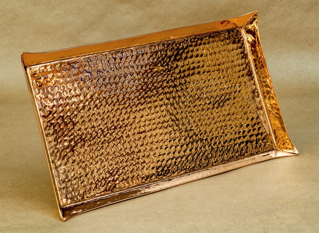 Handcrafted Hammered Copper Serving Tray: Large Rectangular Platter - Etsy