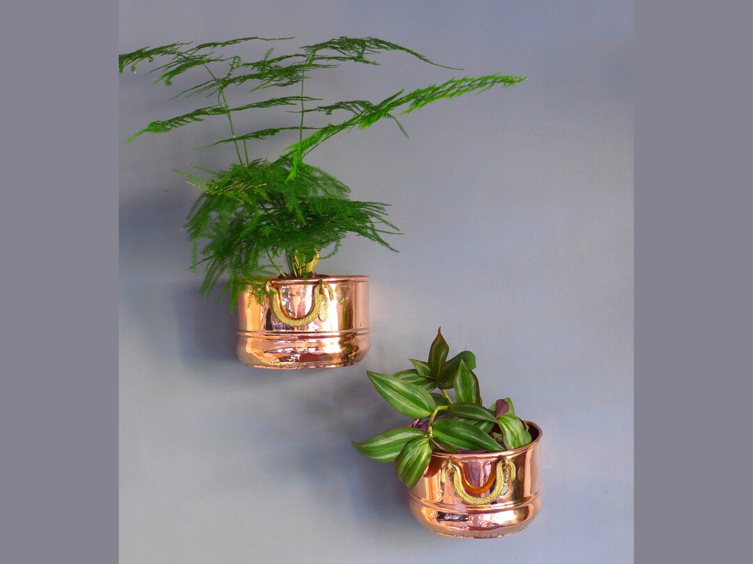 Copper Wall Planter Set of 2 Hanging Planter Indoor Wall Hanging ...