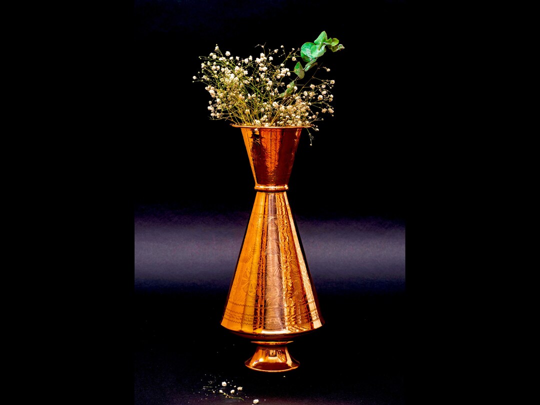 Antique Copper Flower Vase, Centerpiece Flower Holder, Vintage Copper ...