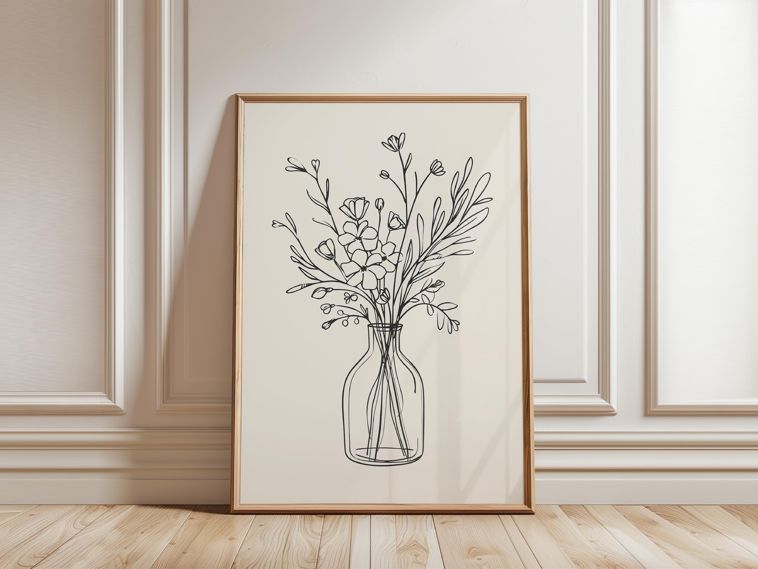 Botanical Line Art Print, Digital Download Art, Printable Wall Art ...