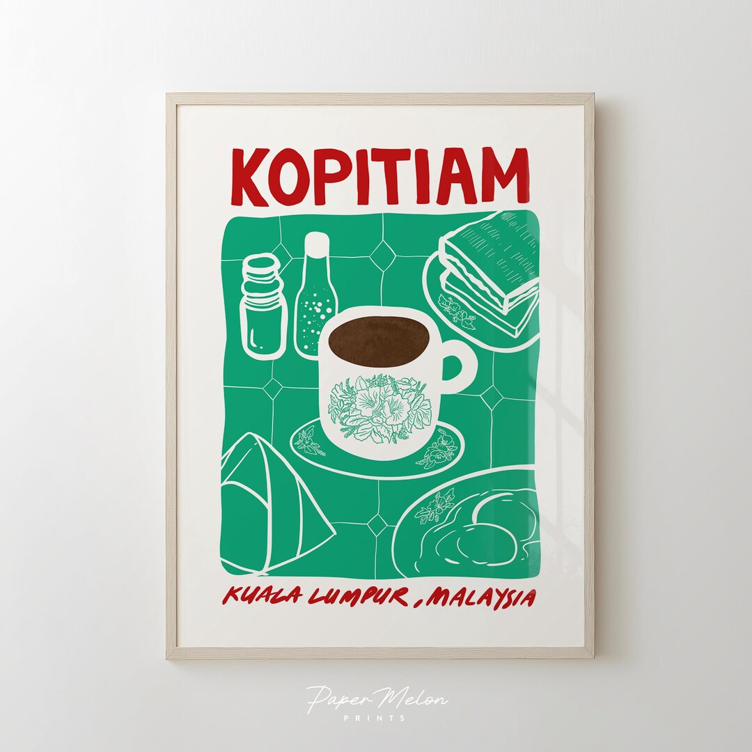 Kopitiam Malaysia Print (bright): Asian Food Illustration, Retro Food ...