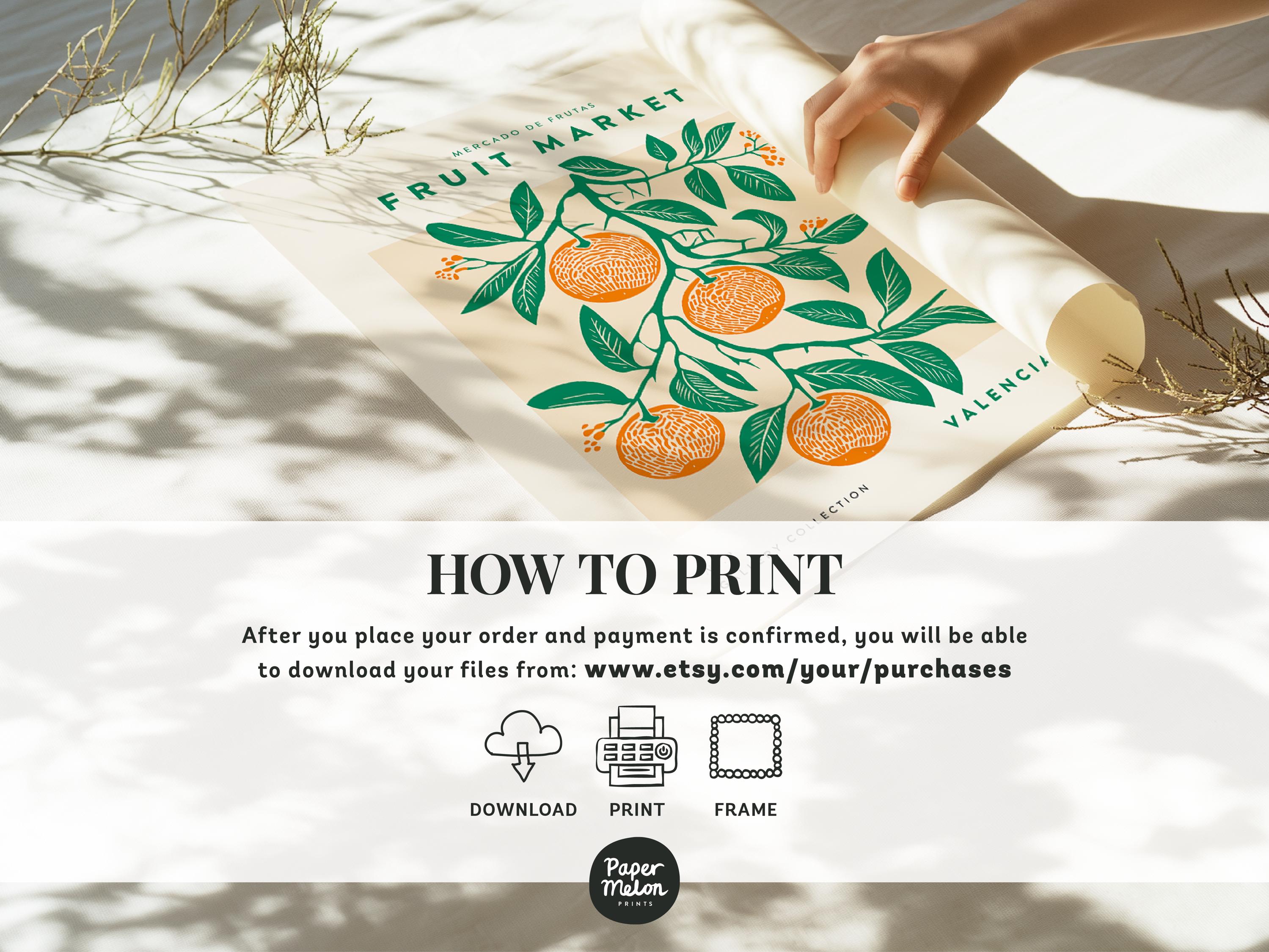 Valencia Fruit Market Print, Digital Download Art, Printable Wall Art ...