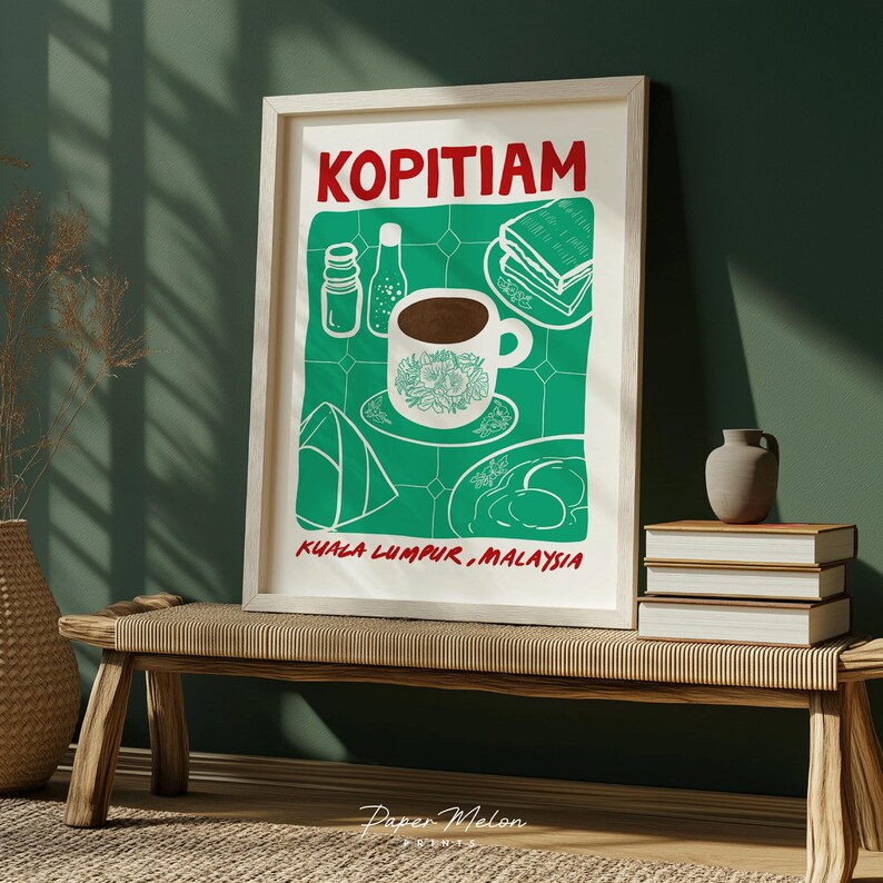 Kopitiam Malaysia Print: Retro Asian Food Illustration (digital ...