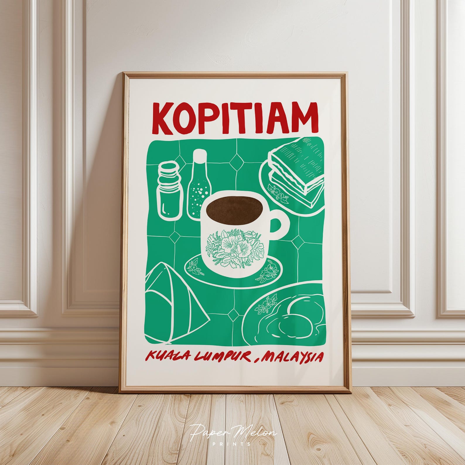 Kopitiam Malaysia Print: Retro Asian Food Illustration (digital ...