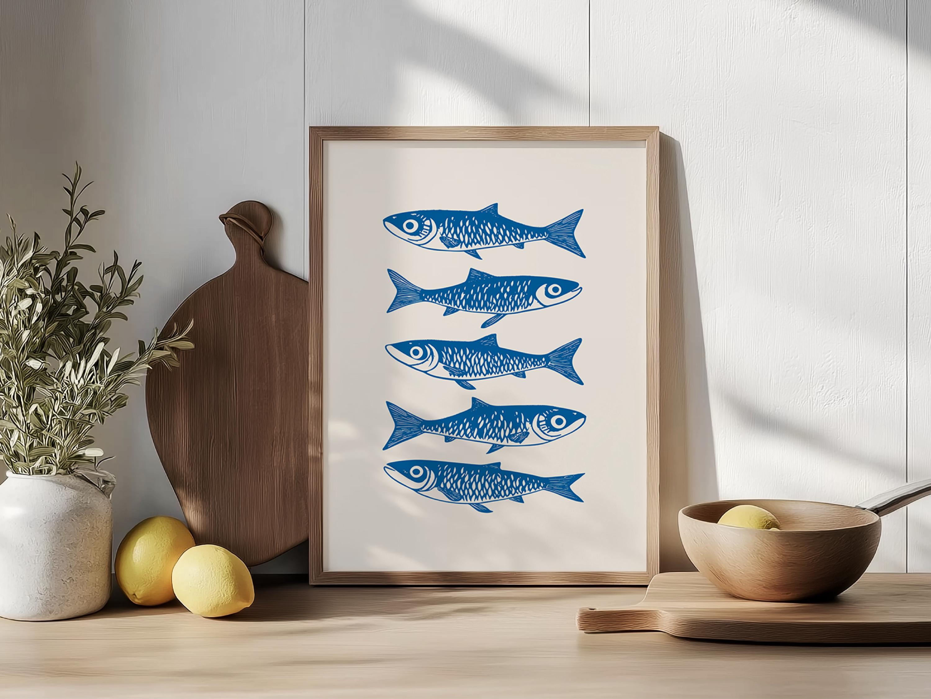 Sardines Print, Digital Download Art, Printable Wall Art, Nautical ...