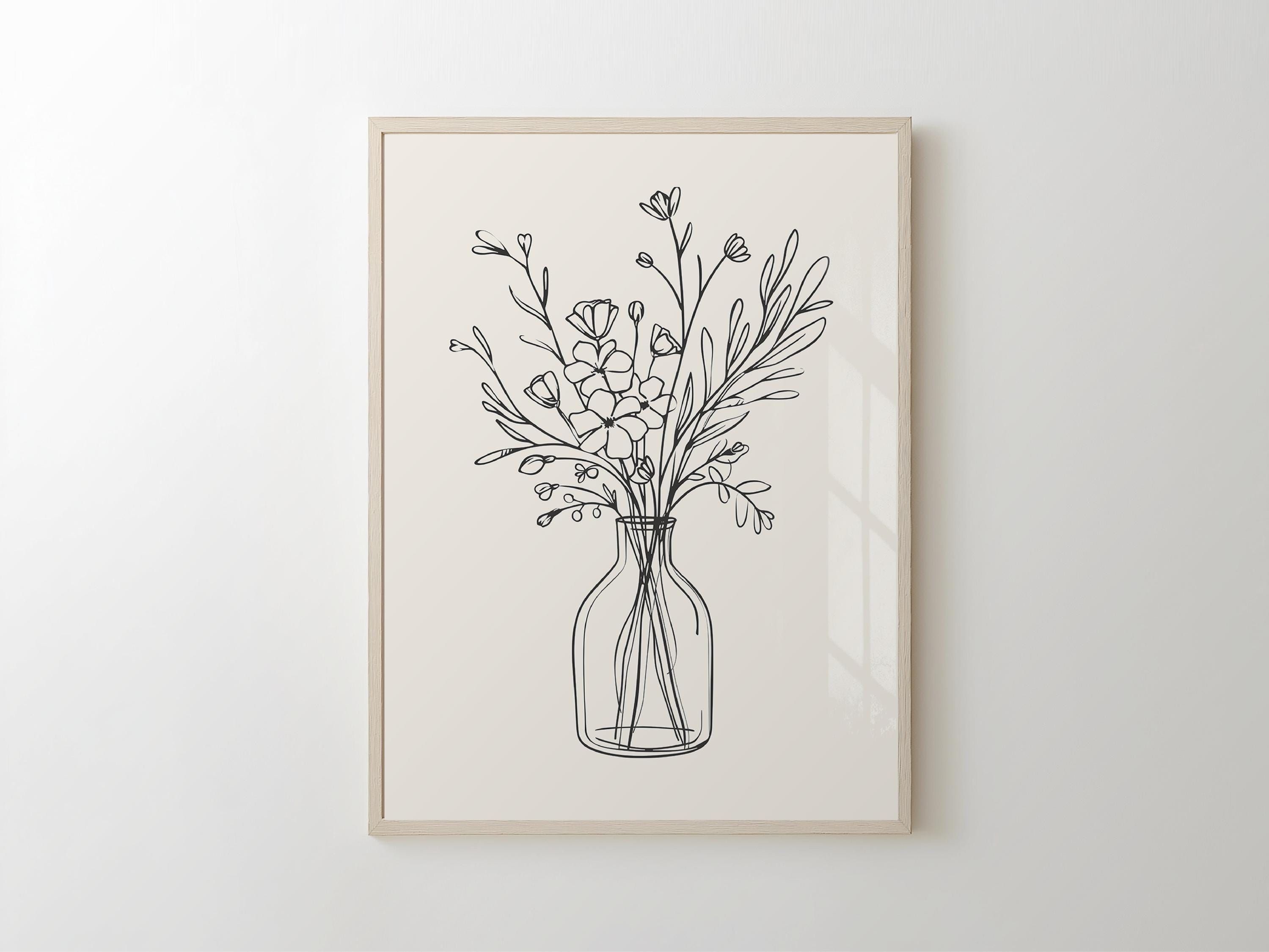 Botanical Line Art Print, Digital Download Art, Printable Wall Art ...