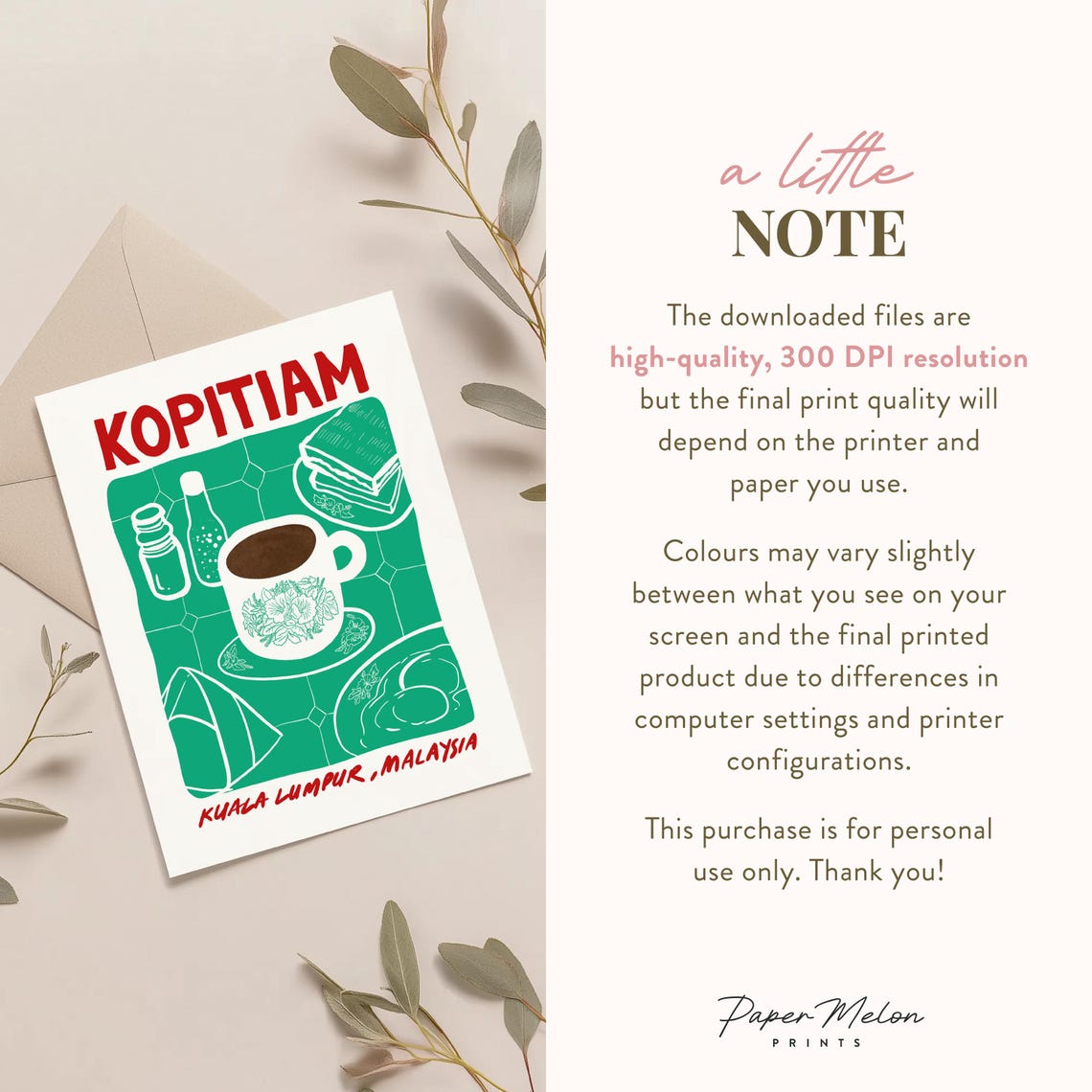 Kopitiam Malaysia Print: Retro Asian Food Illustration (digital ...