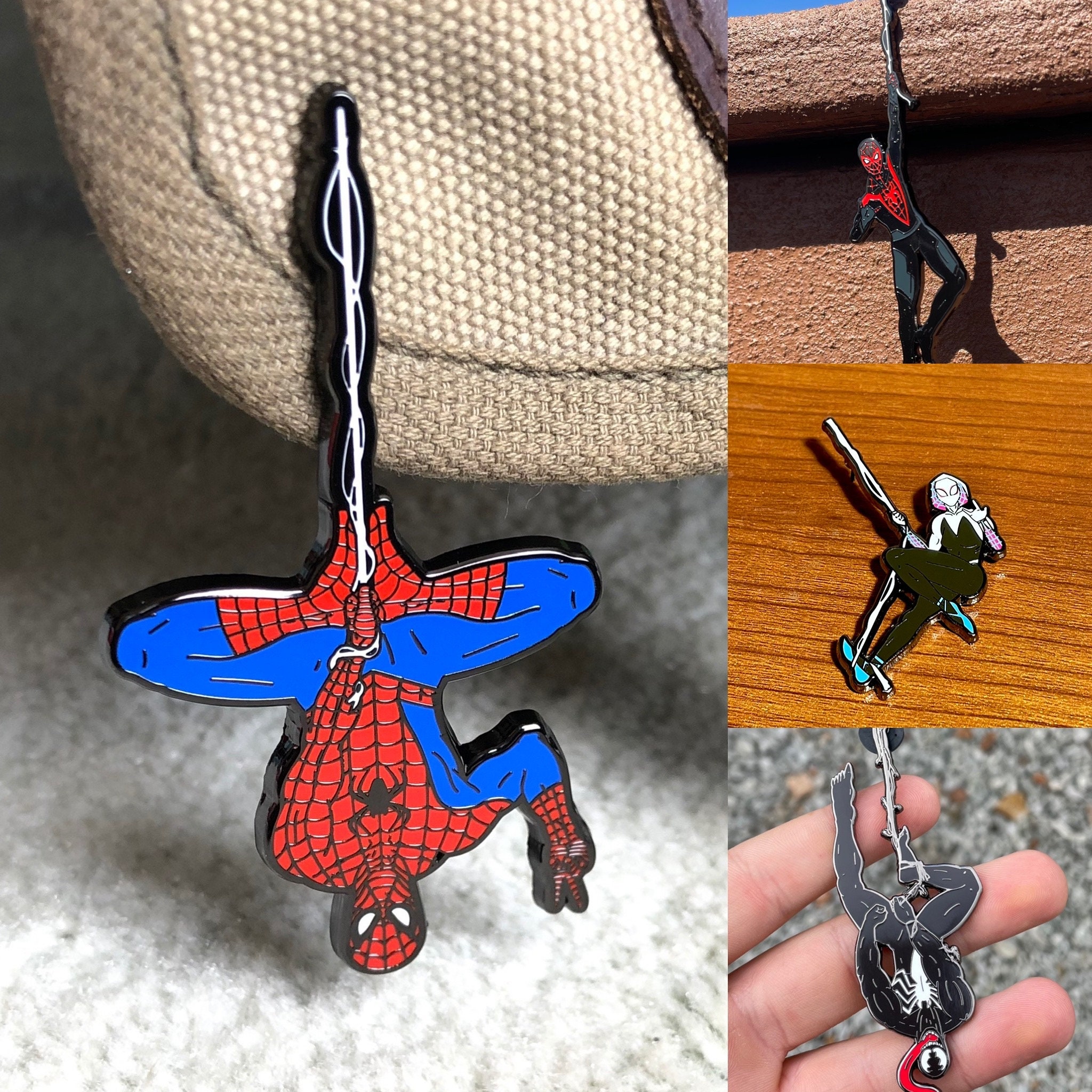 Spider-man Hanging Enamel Pin - Etsy