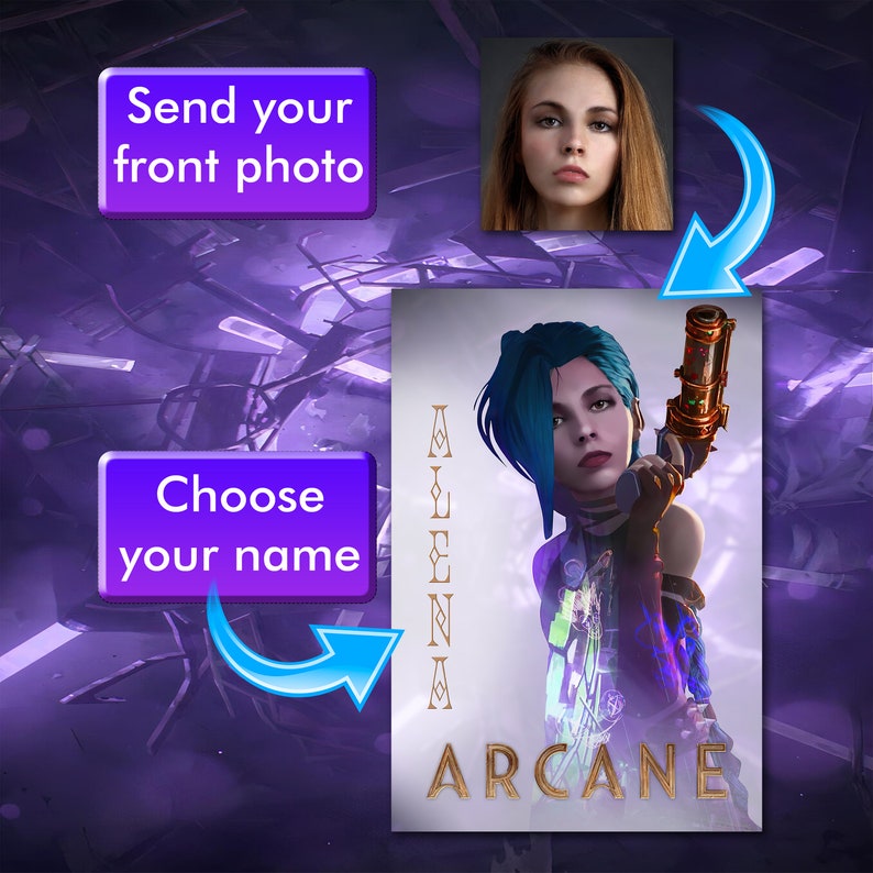 Personalized Jinx Poster, Custom Digital Jinx Portrait, Custom Arcane ...