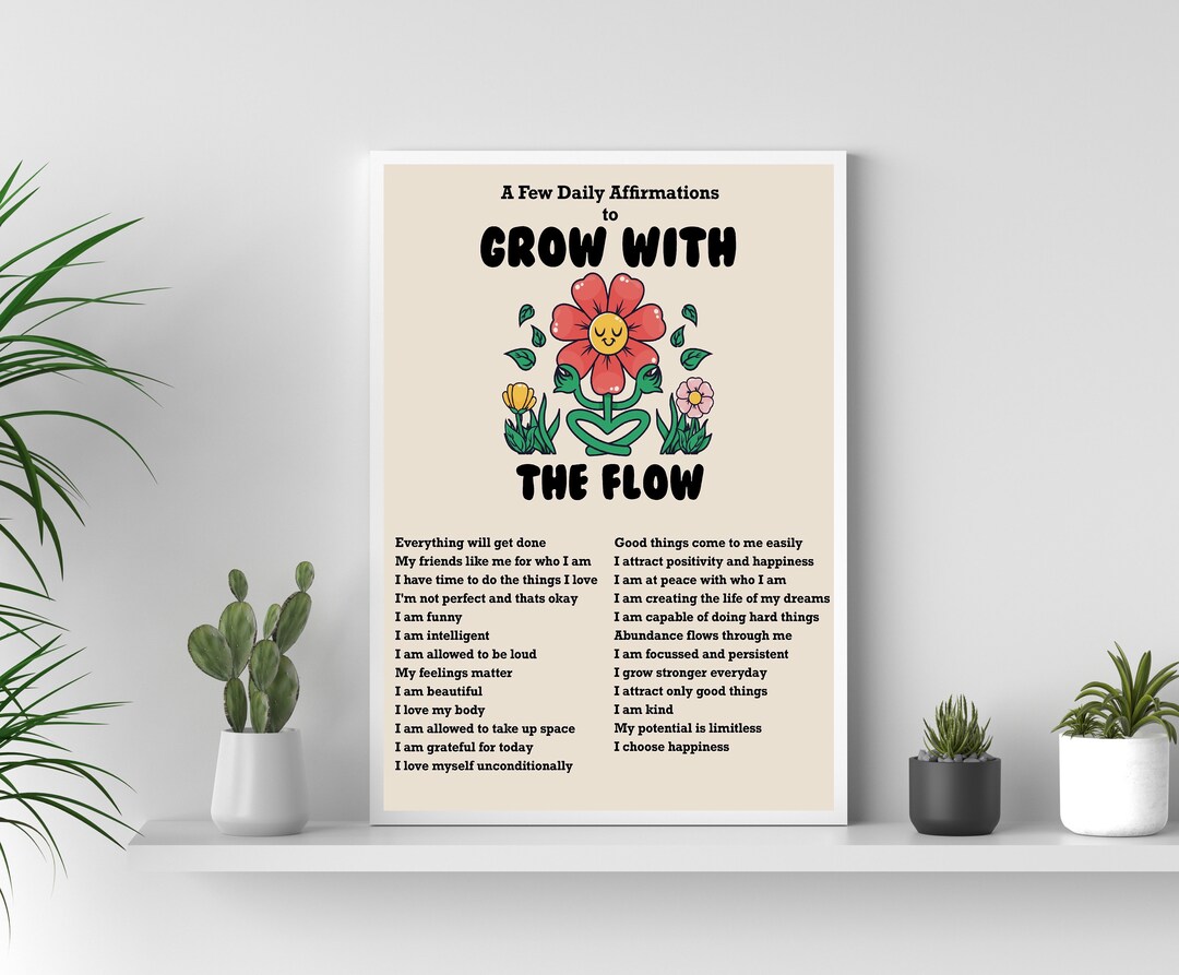 Daily Affirmations Print, Positive Selfcare Affirmations, Aesthetic ...