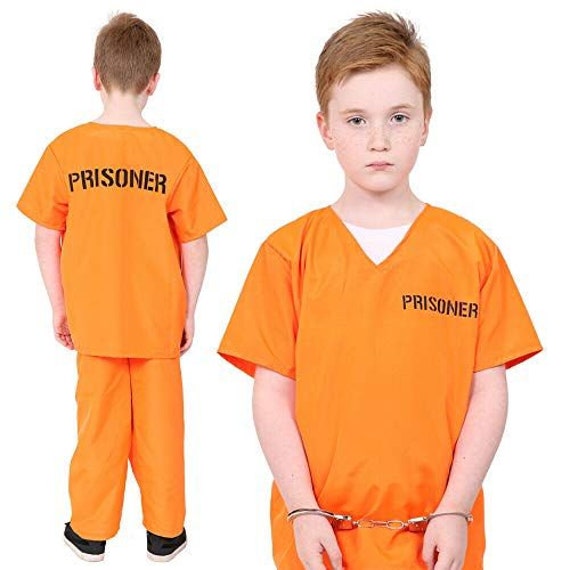 Childrens Prisoner Convict Costume - Kids Unisex Oran… - Gem