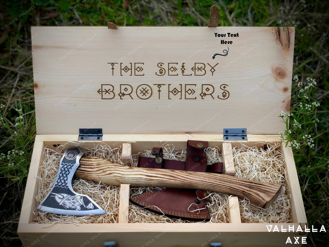 Valkyrie Axe With Personalized Engraved Wooden Box Hand - Etsy