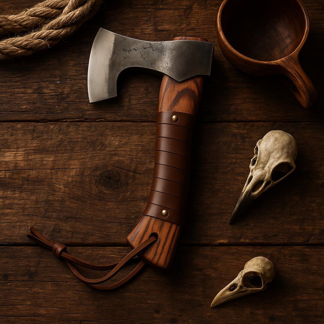 Handmade Throwing Hatchet Hunting Axe With Personalized Engraved Wooden ...