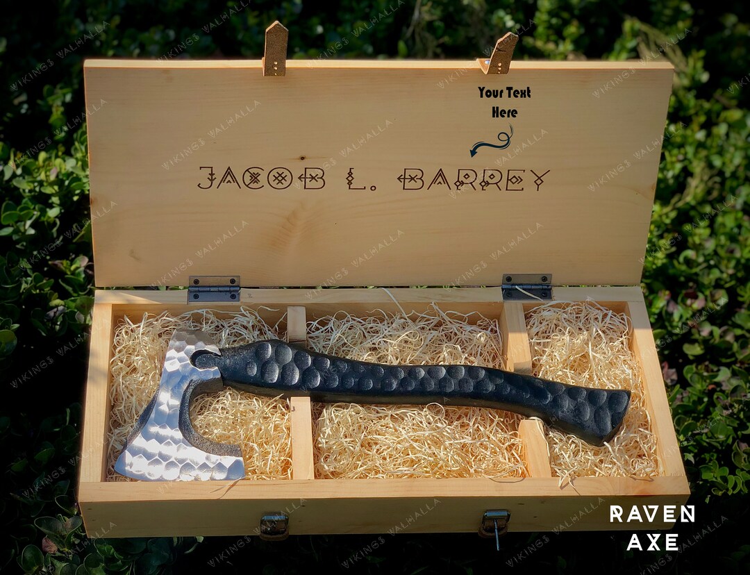 Viking Bearded Axe With Personalized Engraved Wooden Gift Box for Men ...