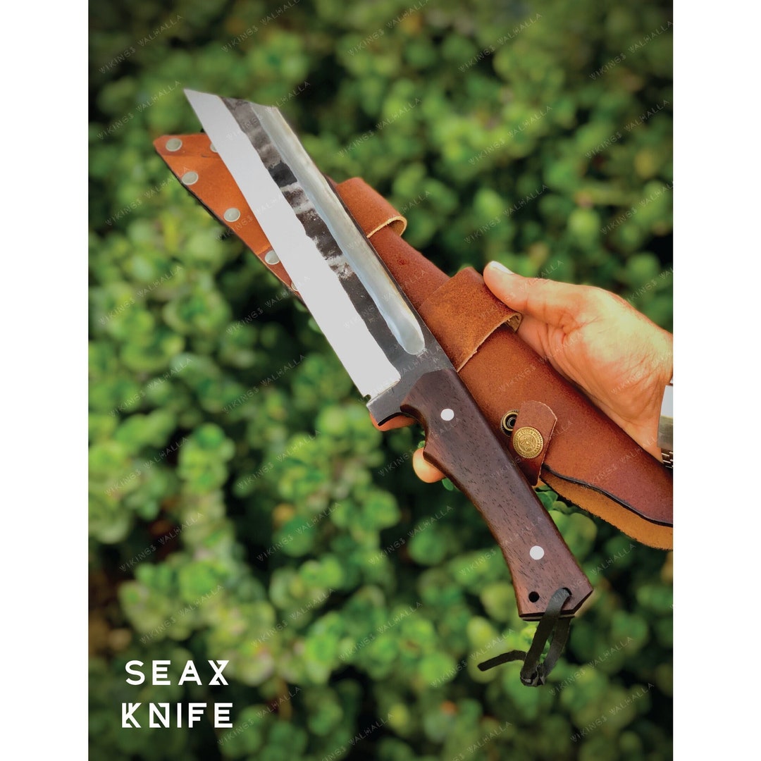 Seax Knife With Leather Cover Hand Forged Sharp Hunting Knife - Etsy