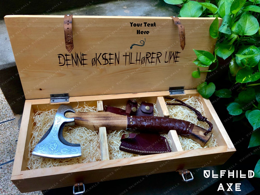 Vikings Axe With Personalized and Engraved Wooden Box Gift for Women ...