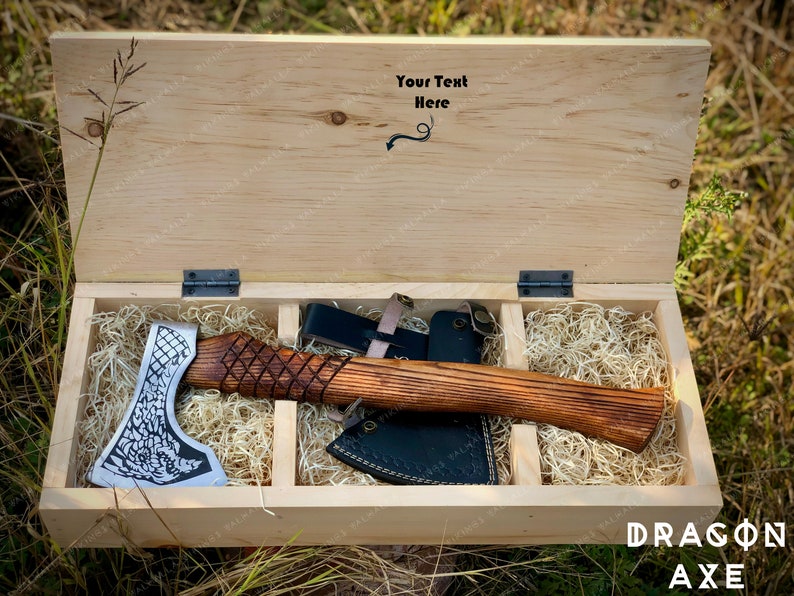 Valkyrie Axe With Personalized Engraved Wooden Box Hand | Etsy