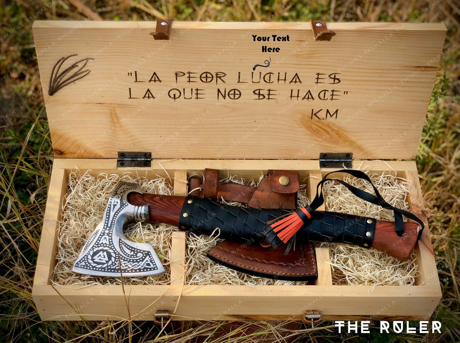 Valkyrie Axe With Personalized Engraved Wooden Box Hand - Etsy
