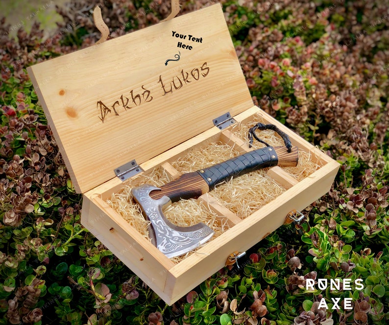 Valkyrie Axe With Personalized Engraved Wooden Box Hand - Etsy