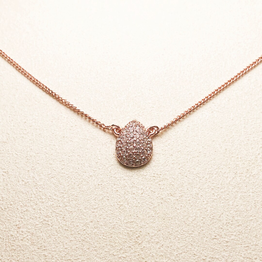 Vintage Givenchy Rose Gold-tone Crystal Pavé Pear Pendant Necklace,gift ...