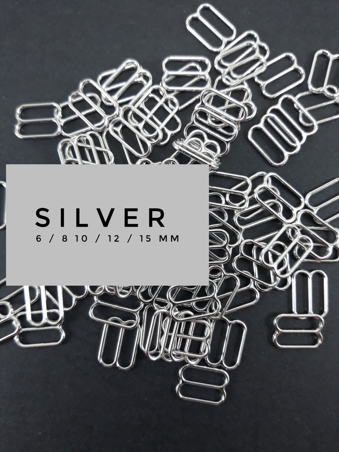 Lingerie Making Metal Slider Silver Bra Straps Regulator 6/8/10/12/15mm ...