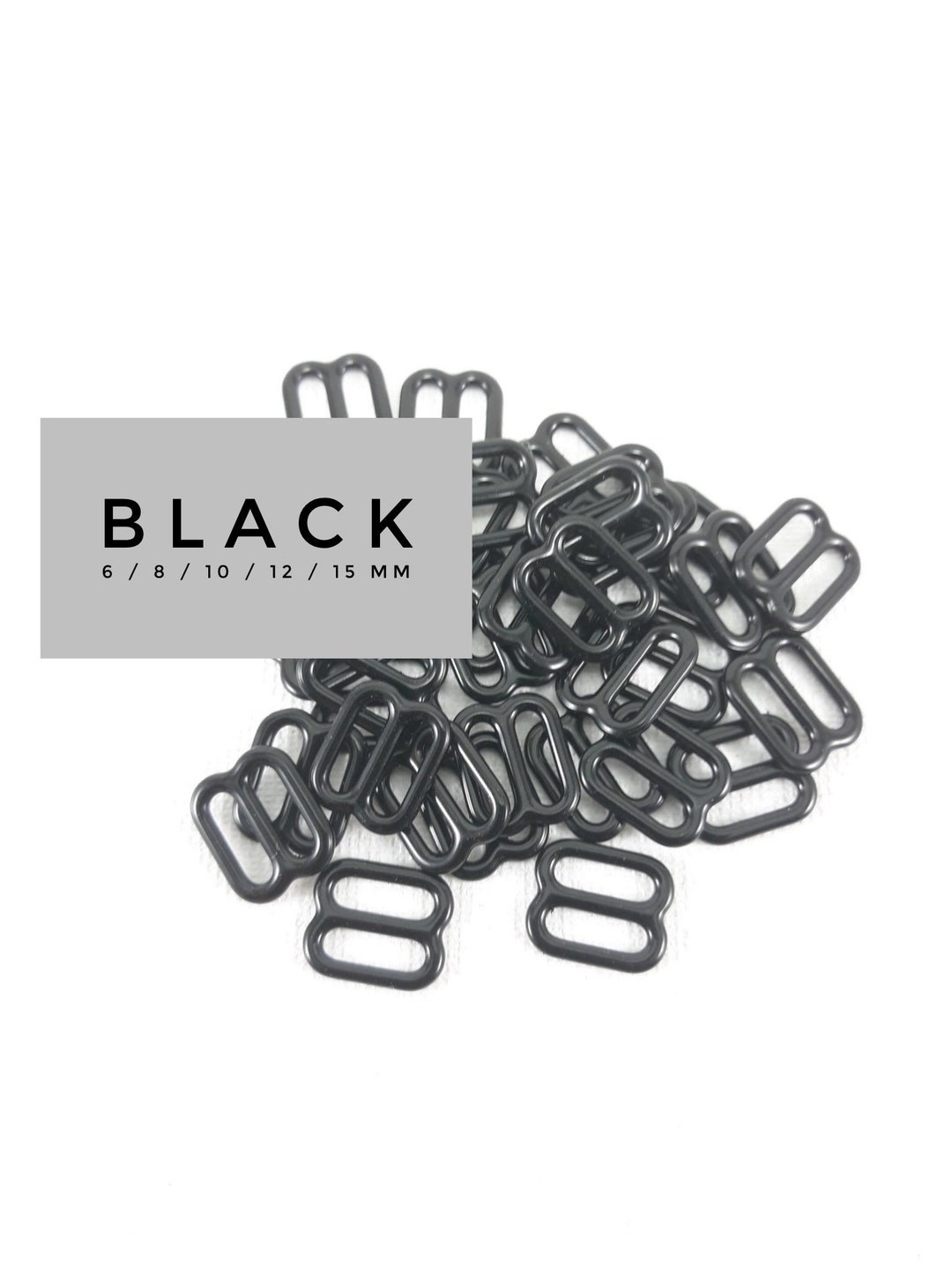 Lingerie Making Metal Slider Black Bra Straps Regulator 6/8/10/12/15mm ...
