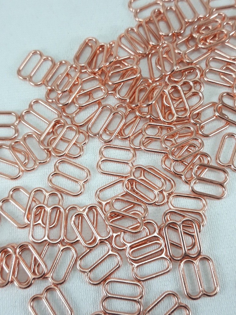 Lingerie Making Metal Slider Rose Gold Bra Straps Regulator 6/8/10/12 ...