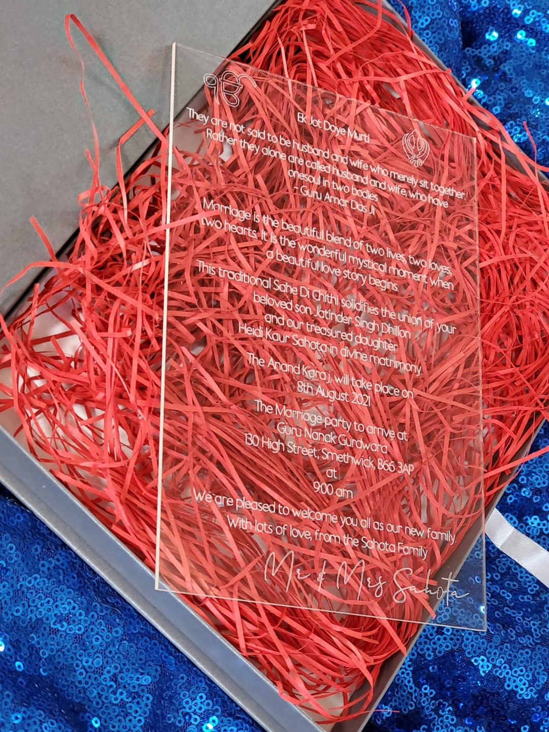 Engraved Sahe Chithi Anand Karaj Sahi Chithi Saha Chithi - Etsy UK