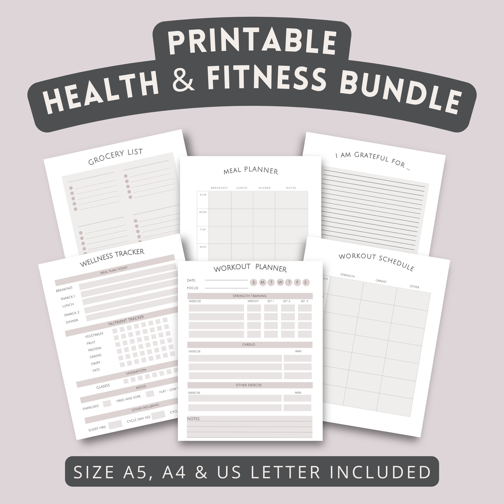 Printable Health and Fitness Planner. Size A4. Workout Planner, Workout ...