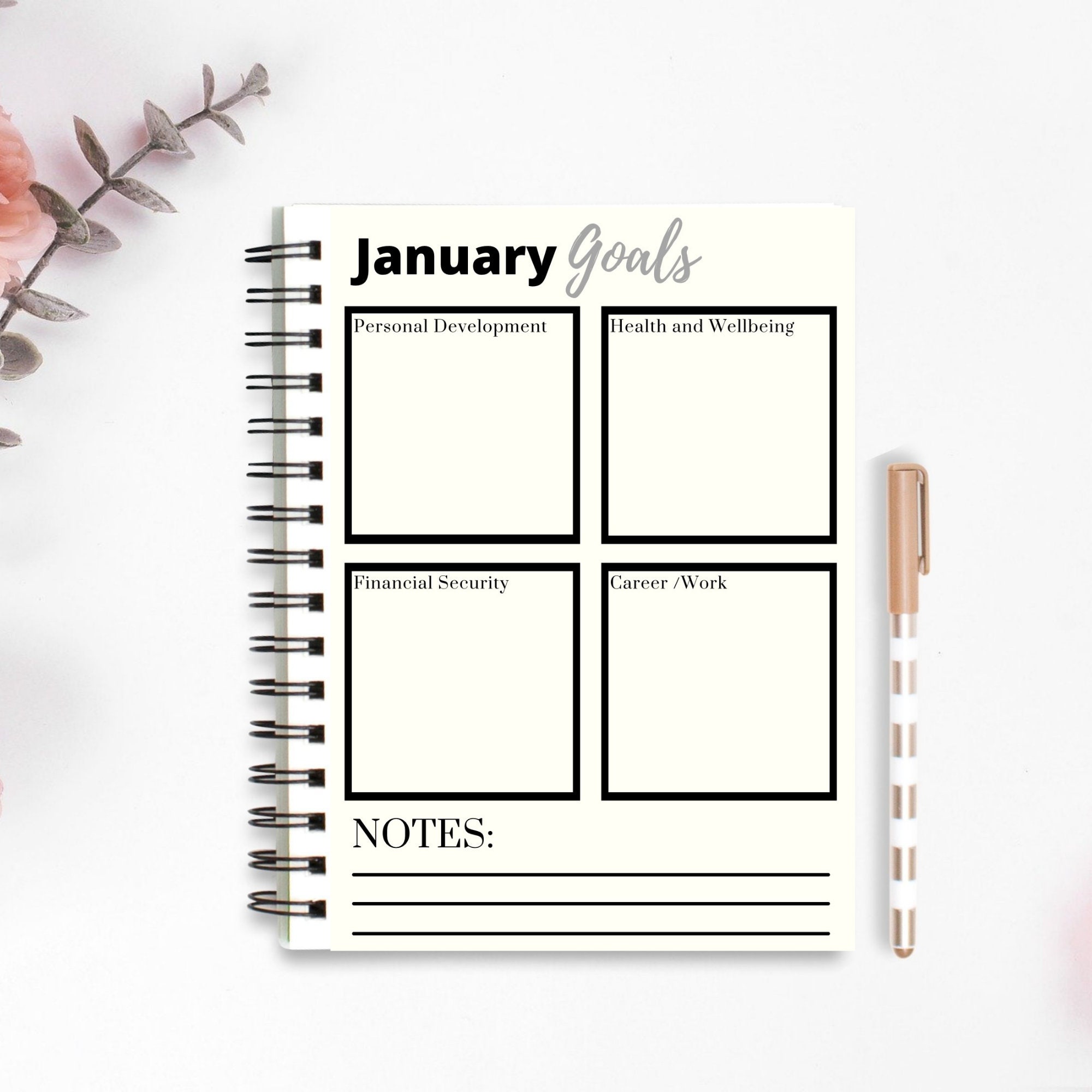 Printable 12 Month Goals Planner A4 - Etsy