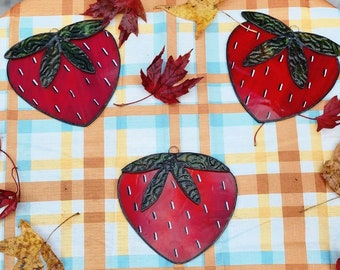 Strawberry Stained Glass Suncatcher - Etsy
