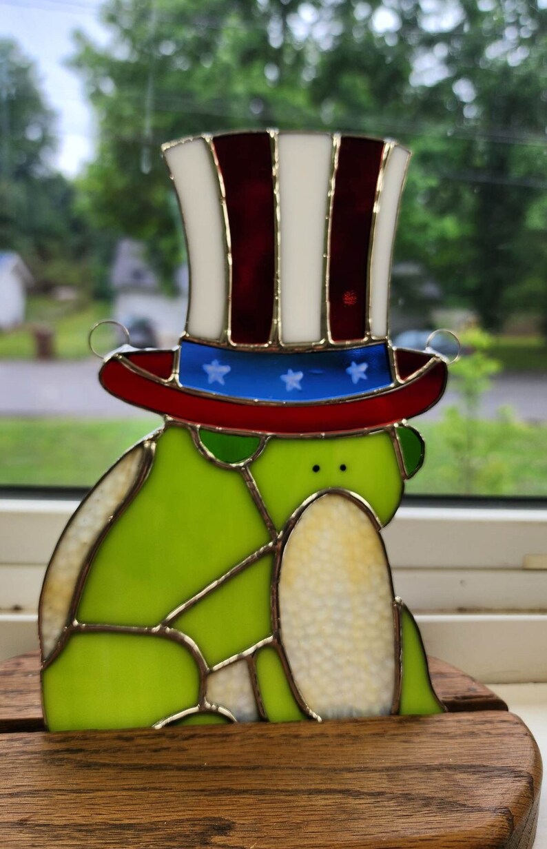 Stained Glass Frog (uncle Sam) - Etsy