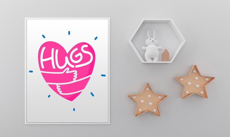 Heart Hands Hug Minimal Print Printable Home Print - Etsy