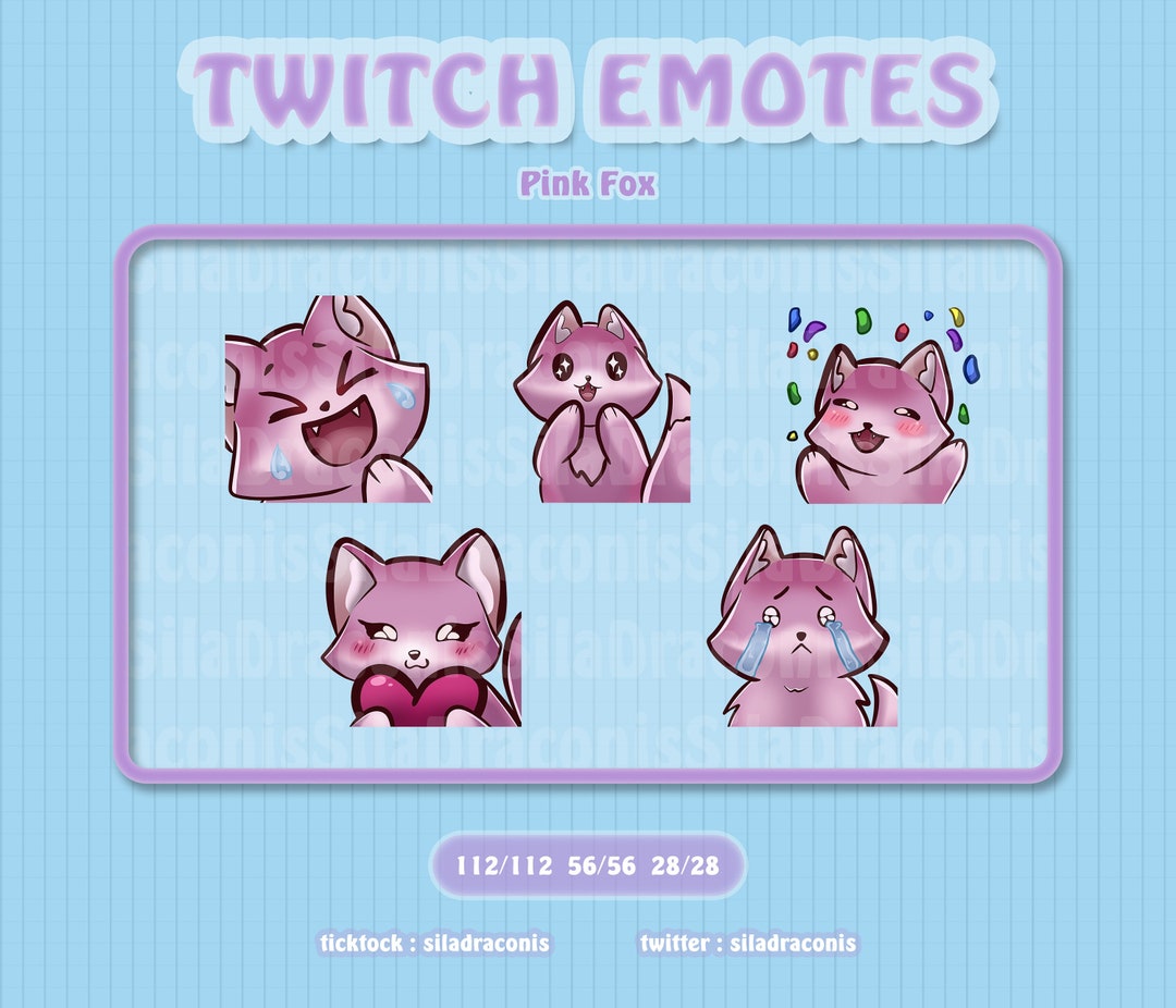 5x Cute Pink Fox Emotes for Twitch and Discord - Etsy