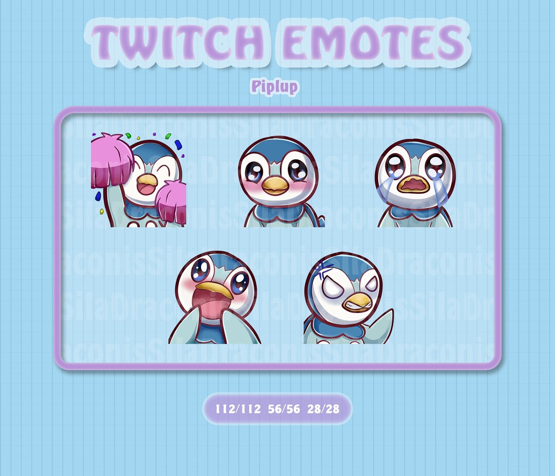 5x Cute Piplup Emotes for Twitch Discord Youtube - Etsy