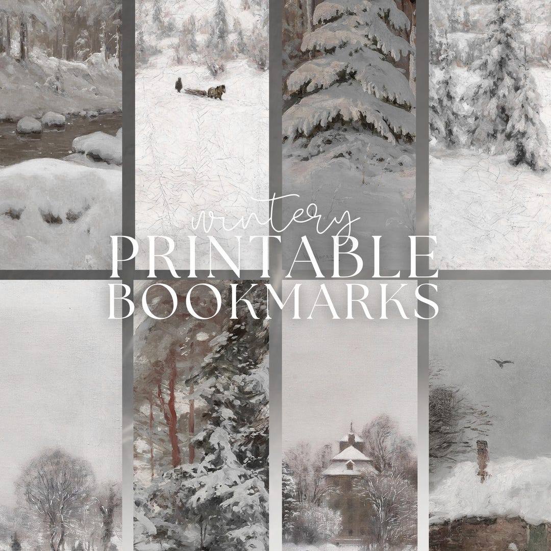 VINTAGE WINTERY Printable Bookmarks Vintage Painting Style Rustic ...